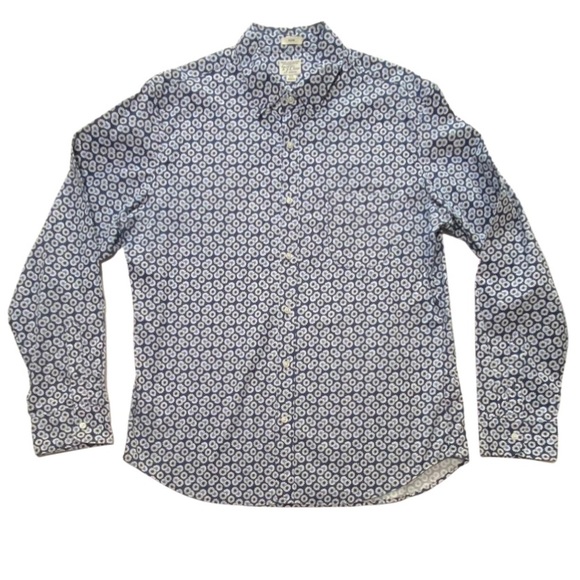 J. Crew | Shirts | J Crew Slim Fit Stretch Cotton Shirt Secret Wash Shirting Blue Floral ...